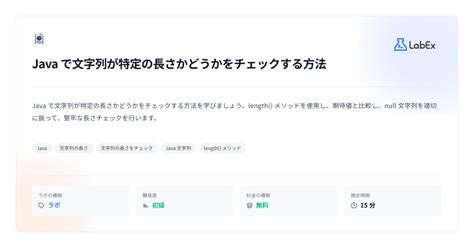 Java で文字列が特定の長さかどうかをチェックする方法 Labex