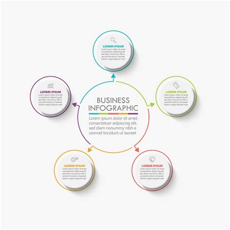 5 가지 옵션이있는 프레젠테이션 비즈니스 서클 Infographic 템플릿 프리미엄 벡터