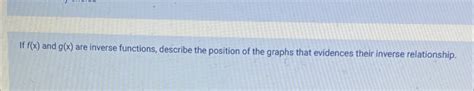 Solved If F X And G X Are Inverse Functions Describe Chegg Com