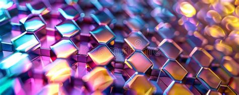 Abstract Iridescent Background Design 3d Render Featuring A Honeycomb Pattern With An