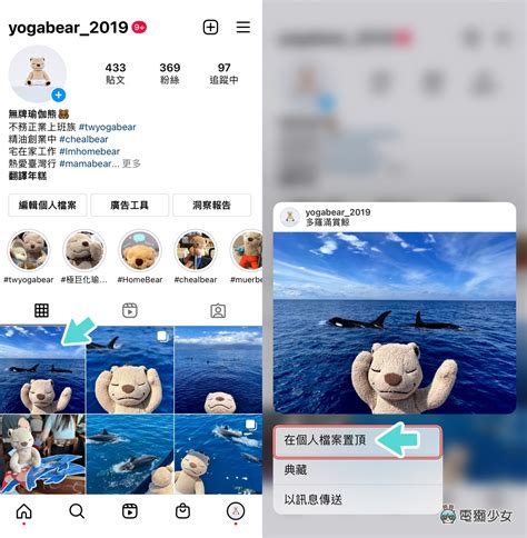 Ig『 貼文置頂 』新功能上線！一次最多可將三篇貼文放在個人主頁最上排 電獺少女