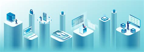 디지털 기술 빅 데이터 분석 및 컴퓨터 보안 네트워크의 벡터 0명에 대한 스톡 벡터 아트 및 기타 이미지 0명 3차원 형태 가상현실 Istock