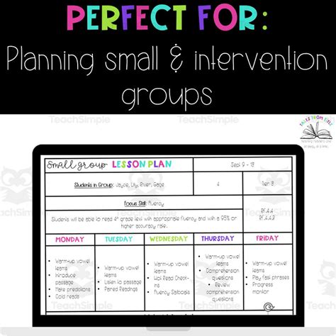 Interventionsmall Group Lesson Plan Templates Editable Version By Teach Simple