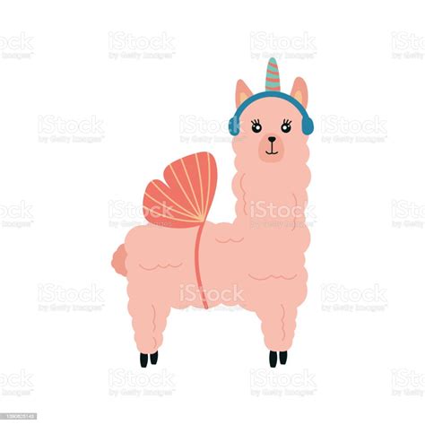 귀여운 라마 알파카 유니콘 벡터 그래픽 디자인 보육원 디자인 포스터 인사말 카드 또는 로고를위한 라마 캐릭터 일러스트 레이 션 만화에 대한 스톡 벡터 아트 및 기타 이미지