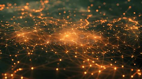 Abstract Network Of Glowing Pathways And Lines Intersecting In A Dark Background Interconnected