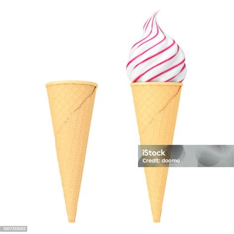 연약한 서브 아이스크림 와플 바 삭 아이스크림 콘 3 차원 렌더링 냉동식품에 대한 스톡 사진 및 기타 이미지 냉동식품 노랑 녹기 Istock