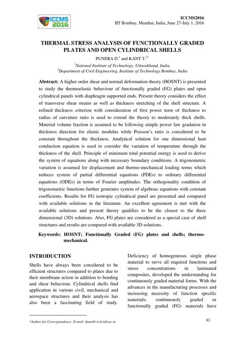 Pdf Thermal Stress Analysis Of Functionally Graded Plates And Open