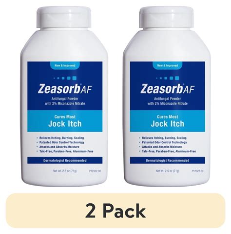 2 Pack Zeasorb Super Absorbent Antifungal Treatment Powder For Jock