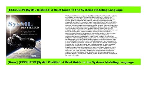 [exclusive]sysml distilled a brief guide to the systems modeling language