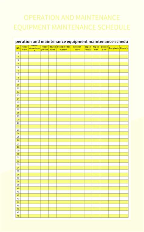 Free Maintenance Templates For Google Sheets And Microsoft Excel Slidesdocs