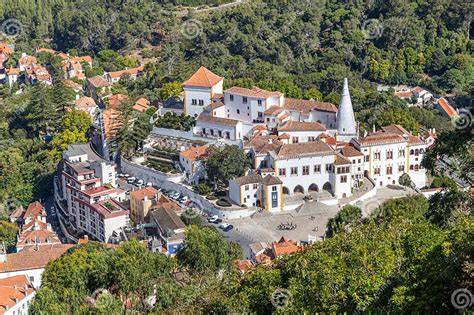 Sintra National Palace Sintra Town Portugal Top View Stock Image