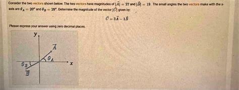 Solved Texts Consider The Two Vectors Shown Below The Two Vectors Have Magnitudes Of A 27