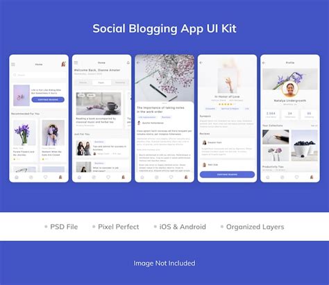 Premium Psd Social Blogging App Ui Kit