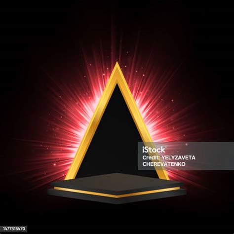 빛나는 광선이있는 고급 연단 제품 프레젠테이션을 위해 반짝이는 빈 연단 조명 효과가 있는 반짝이는 블랙 어워드 플랫폼 0명에