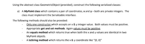solved public abstract class geometricobject { private