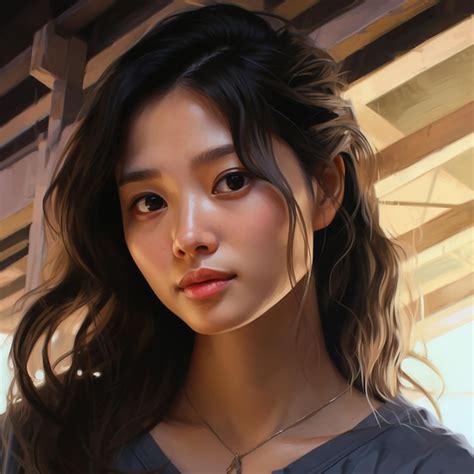 Close Up On Beautiful Asian Girl Portrait Premium Ai Generated Image