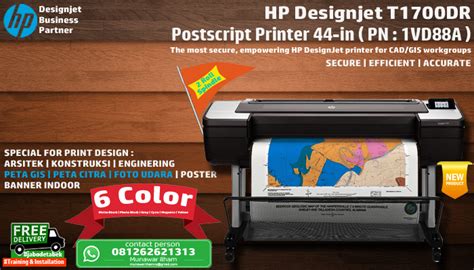 Jual Hp Designjet T1700dr Postscript Printer 44 In 1vd88a ~ Jakarta