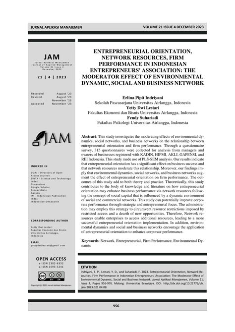 Pdf Entrepreneurial Orientation Network Resources Firm Performance In Indonesian