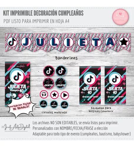 Kit Imprimible Cumpleaños Tik Tok Invitacion De Regalo En Venta En Corrientes Corrientes Por