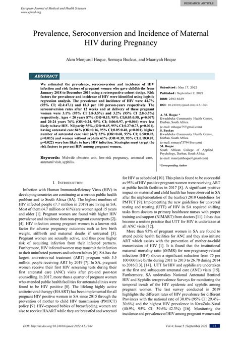 Pdf Prevalence Seroconversion And Incidence Of Maternal Hiv During Pregnancy