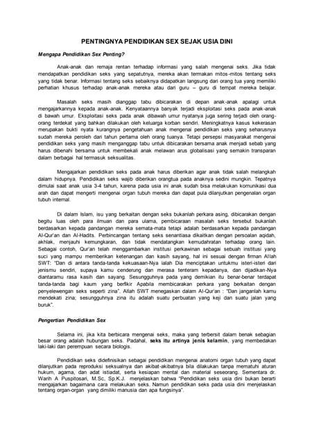 Pentingnya Pendidikan Sex Sejak Usia Dini Docx