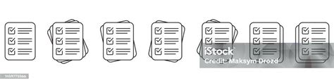 라인 아트 스타일의 체크리스트 벡터 아이콘입니다 문서 아이콘 그래픽 및 웹 디자인을 위해 흰색 배경에 격리된 그림 긴급 개념에 대한 스톡 벡터 아트 및 기타 이미지 Istock