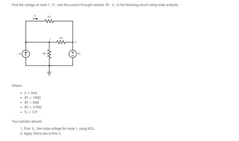solved find the voltage at node 1 v 1 and the current