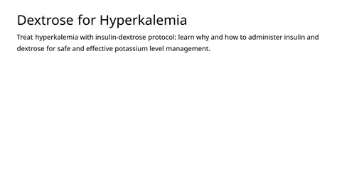Dextrose For Hyperkalemia Medsis