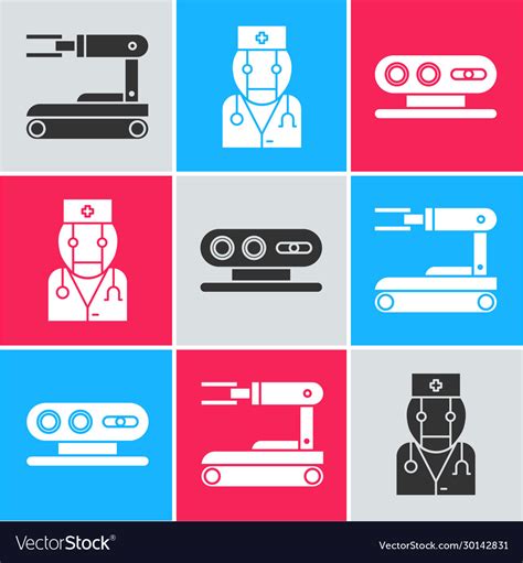 Set Robot Robot Doctor And D Scanning System Vector Image
