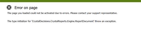 The Type Initializer For Crystaldecisionscrystalreportsengine