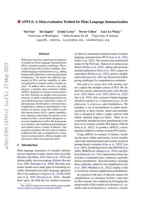 Pdf Appls A Meta Evaluation Testbed For Plain Language Summarization
