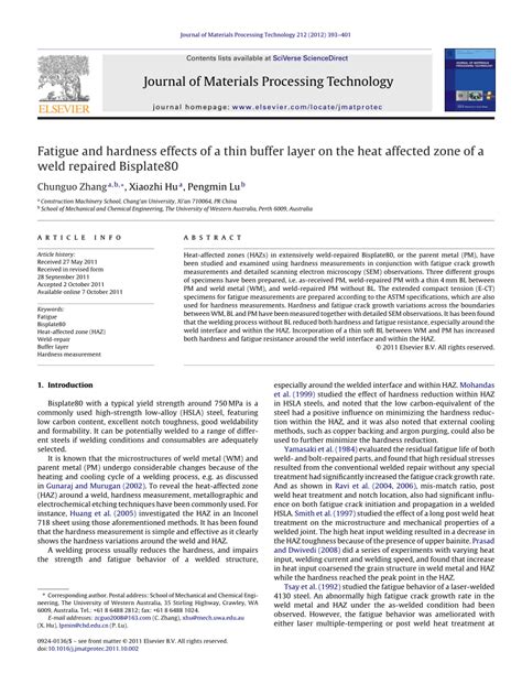 Pdf Fatigue And Hardness Effects Of A Thin Buffer Layer On The Heat Affected Zone Of A Weld
