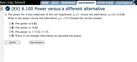Solved The Power For A Two Sided Test Of The Null Hypothesis Chegg