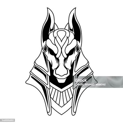 아누비스 벡터 흑인과 백인 아누비스 마스코트 로고 디자인 벡터 템플릿 그림 Brand Name Video Game에 대한 스톡 벡터 아트 및 기타 이미지 Brand