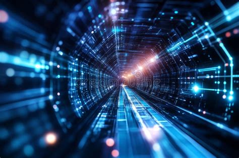 A Neon Lit Hexagonal Tunnel In A 3d Cyber City Where Glowing Digital Panels Stretch Endlessly