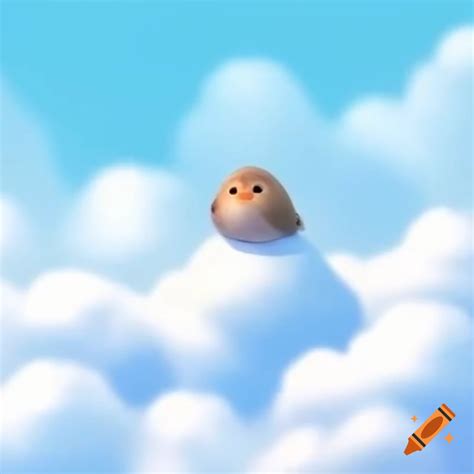 Fluffy Cloud With Cute Eyes Moving Across Clear Blue Sky On Craiyon