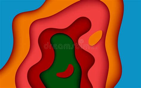Multi Colored Abstract Blue Orange Pink And Red Colorful Wavy Papercut Overlap Layers Background