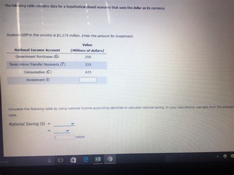 Solved The Following Table Contains Data For A Hypothetical