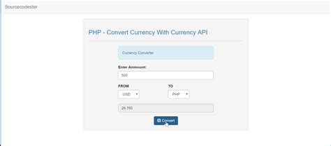 Php Convert Currency With Currency Api Sourcecodester