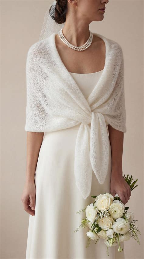 Bridal Mohair Silk Shawl Wedding Cover Up Long Knit Scarf White