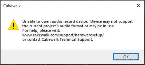 error unable to open audio record device… cakewalk help center