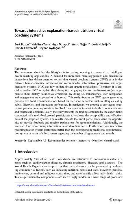 Pdf Towards Interactive Explanation Based Nutrition Virtual Coaching