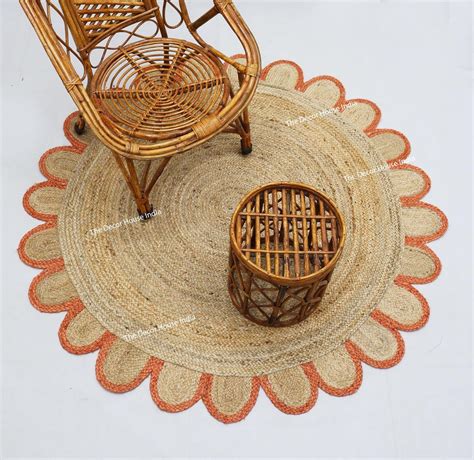Saint Patricks Day Circle Rug Indian Jute Rug Round Rugs Scalloped Rug