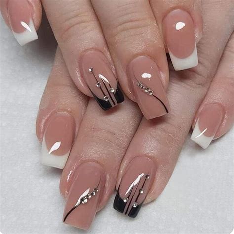 Coffin Diamond Acrylic French Nail Art Short Luxury Press On Nails