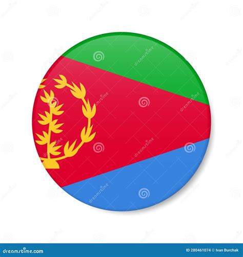 Eritrea Circle Button Icon Eritrean Round Badge Flag 3d Realistic Isolated Vector Illustration