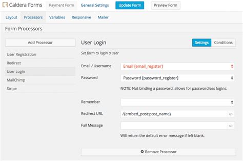 Caldera Forms Login Processor Wordpress Form Builder Caldera Forms