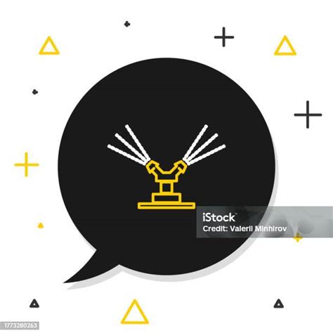 흰색 배경에 격리 된 라인 자동 관개 스프링클러 아이콘 급수 장비 정원 요소 스프레이 건 아이콘 다채로운 개요 개념 벡터 0명에 대한 스톡 벡터 아트 및 기타 이미지
