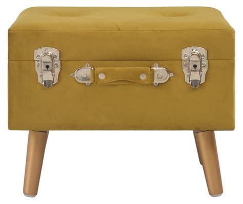 Табуретка за съхранение 40 см горчица жълто кадифе Vivre