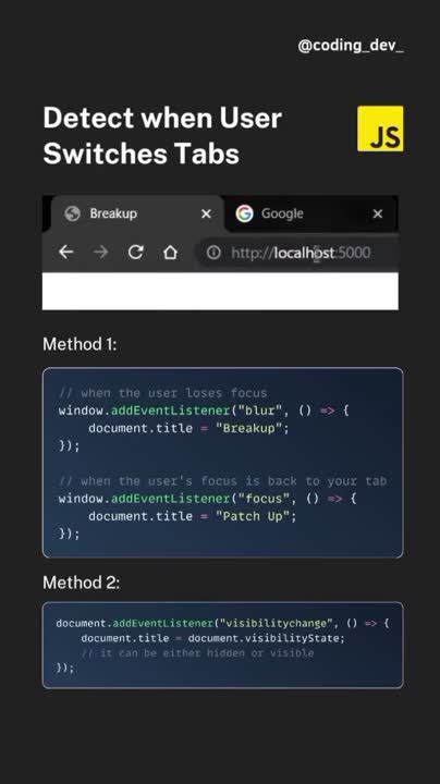 Syed Abdul Momin On Linkedin Ever Wondered How To Detect When A User Switches Browser Tabs 🖥️ Use