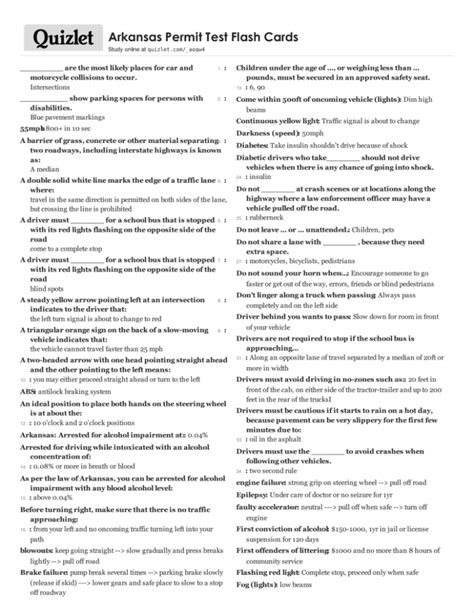 Print › Arkansas Permit Test Flash Cards Quizlet Quizlet